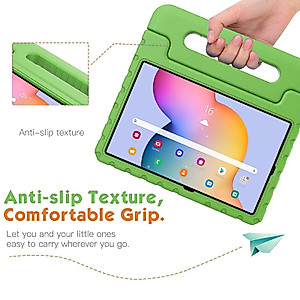 Viahoo Kids Case for Samsung Galaxy Tab S6 Lite 10.4" Tablet 2024 2022 2020 Model SM-P610/P615/P613/P619 Kid-Proof and Shockproof Tablet Case Flexible Durable Cover with S Pen Slot, Green