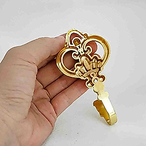 Cucumis Crown Curtain Wall Hook Household Clothes Hanging Hook Window Drapery Medallion Holdbacks, Curtain Tiebacks, Wall Hook, Tassel Holder 1 Double (Gold)
