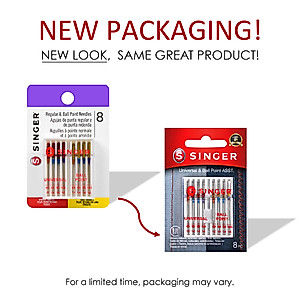 SINGER Universal Regular & Ball Point Sewing Machine Needles, Sizes 80/12, 90/14, 100/16-10 Count