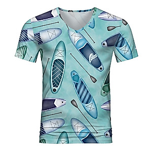 DUOWEI Men's Spring and Summer Leisure Sports Slim Soft Lightweight V Neck Short Sleeved T Shirt Sky Blue