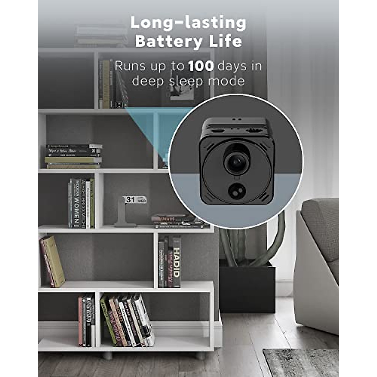 4K Mini Spy Camera WiFi Hidden Wireless Nanny Cam Small Indoor Home Security Secret Cameras Tiny Micro Surveillance Camera with Night Vision AI Human Detection PIR Long-Lasting Battery Life