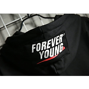 DUDHUH Mens Hoodie Fashion Pullover Letter Print Tracksuit Techwear Casual Coat Hip-Hop Sweatshirt Black