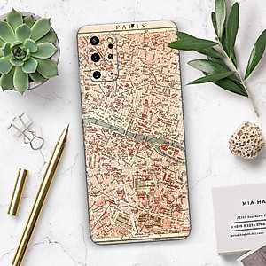 DesignSkinz The Vintage Paris Overview Map Protective Vinyl Decal Wrap Skin Cover Compatible with The Samsung Galaxy S20 (Screen Trim & Back Glass Skin)