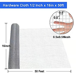 Land Guard 19 Gauge Hardware Cloth, 1/2 inch Chicken Wire Fence, Galvanized Welded Cage Wire Mesh Roll Supports Poultry Netting Cage Fence…