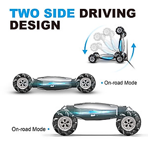 LOOZIX 1:10 Scale Gesture Sensing Rc Stunt Car, 4WD Remote Control Hand Controlled Transform , Double Sided Vehicle 360° Spins with Lights Music, All Terrains Monster Truck for Boys Kids