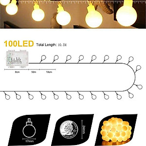 Liyade Globe String Lights, 33ft 100 LED Battery Operated String Lights with Remote and Timer Function, Indoor Outdoor Decorative Lights for Bedroom Christmas Decor Garden Party Wedding, Warm White