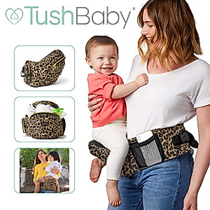 Tushbaby - Safety-Certified Hip Seat Baby Carrier - Mom’s Choice Award Winner, Seen on Shark Tank, Ergonomic Carrier & Extenders for Newborns & Toddlers (Extender, Leopard)