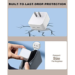 iPhone Fast Charger, 40W Dual USB-C Quick Wall Charger[MFi Certified] 2pack 10FT Extra Long Lightning Cable+Double Port Foldable USBC Apple Charger Fast Charging for iPhone 14/13/12/11/XR/XS/SE/iPad