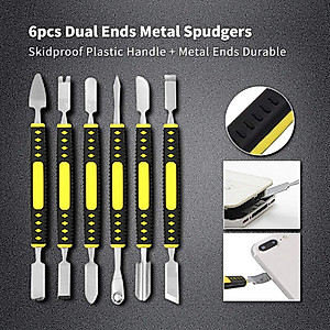 17 in 1 Electronics Repair Tools Opening Pry Tool Kit with Dual Ends Metal Spudgers and Black Tweezers for iPad Tablets Laptop Electronics Device Mobile Phone