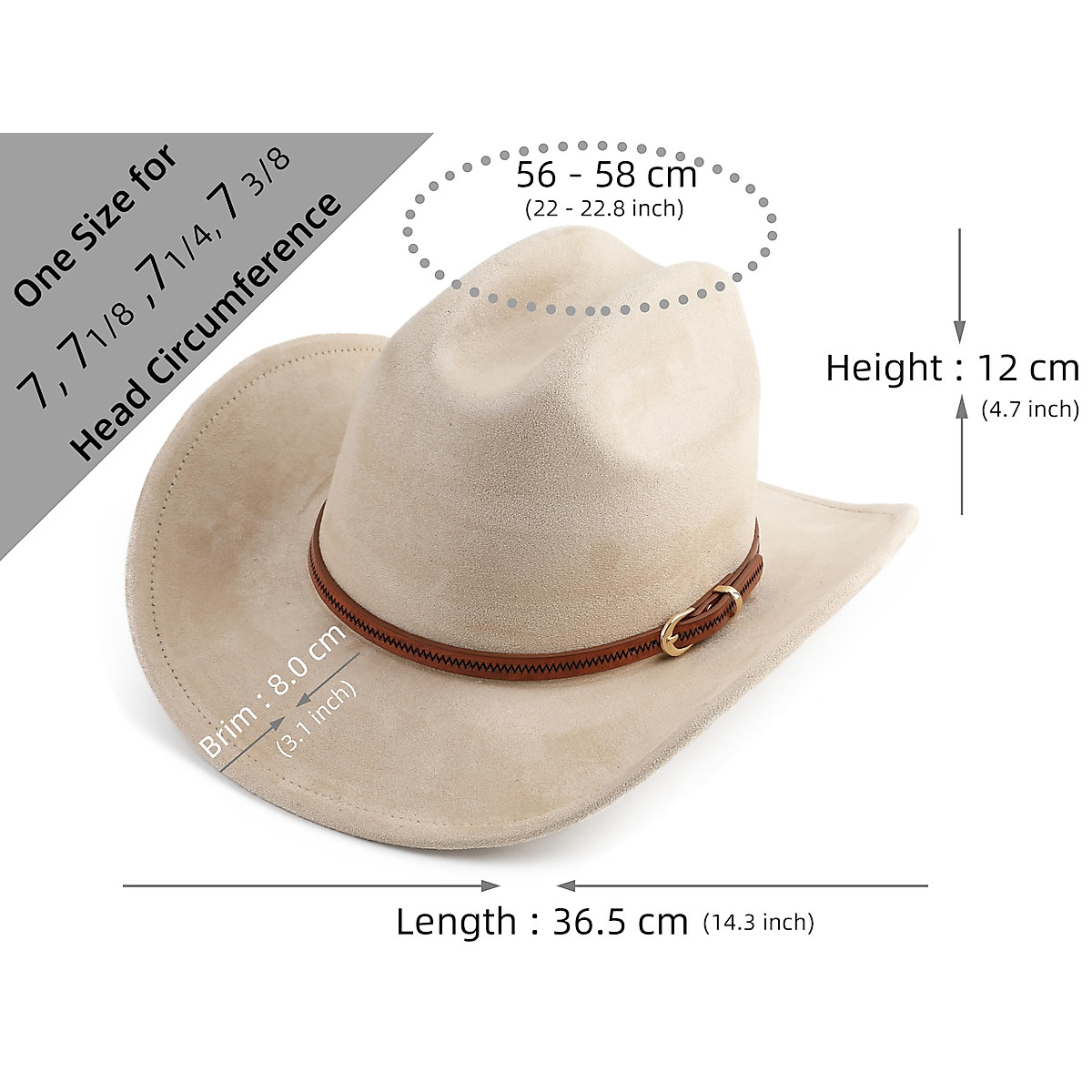Pro Celia Cowboy Hat for Women and Men Wide Brim Western Cowgirl Hat (US, Alpha, One Size, Beige)