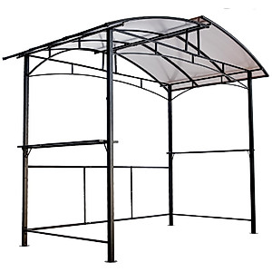 8x5ft Grill Gazebo,Outdoor Patio Canopy, BBQ Gazebo Shelter with Steel Hardtop and Side Shelves,Iron Grill Gazebo Canopy w/Bar Counters for Family Parties Outdoor Activities,UV Protection,Waterproof