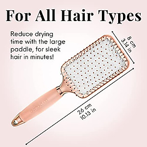 Paddle Brush for Detangling, Blowdrying and Straightening - Professional Large Hair Brush All Hair Types, Rose Gold Hairbrush for Women by Lily England Rose Gold Black