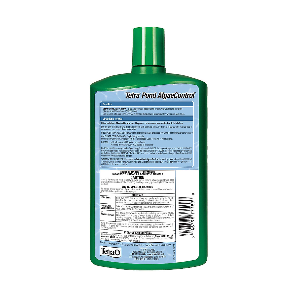 TetraPond Algae Control Treatment For Use With Fish & Plants, 33.8-Ounce