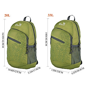 Outlander Packable Handy Lightweight Travel Hiking Backpack Daypack, Green