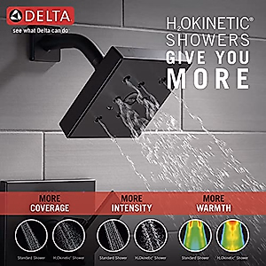 Delta Faucet Ara 14 Series Single-Function Shower Trim Kit with Single-Spray H2Okinetic Shower Head, Matte Black T14267-BL (Valve Not Included)