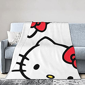 Cartoon Cute Cat Pattern Blanket Soft Cozy Portable Fuzzy Throw Blankets for Sofa Bed 60"x50"