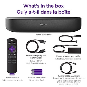 Roku Streambar | 4K/HD/HDR Streaming Media Player & Premium Audio, All In One, Includes Roku Voice Remote