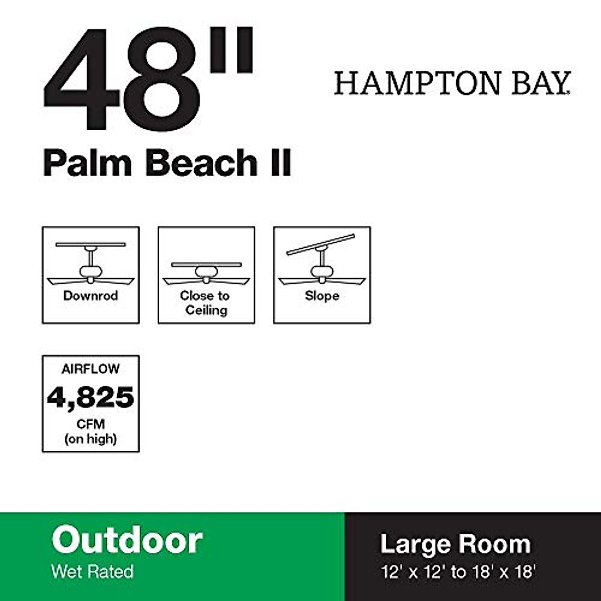 Hampton Bay Palm Beach Ii 48 In. Outdoor Natural Iron Ceiling Fan 191410 by King of Fans