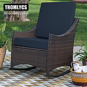 Tromlycs Outdoor Cushions for Patio Furniture Chair Cushions Set of 2 Seat 19x19 Inch Waterproof Outside Square with Ties Navy Blue