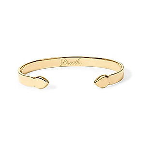 PAVOI 14K Yellow Gold Plated Stainless Steel Bangle Bracelets for Women | Breathe Inspirational Engraved Adjustable Mantra Cuff Bangle | Personalized Gift for Her Mom Sister | Birthday Gifts for Women