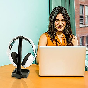 GEEKRIA TPU Headphones Stand for Over-Ear Headphones, Gaming Headset Holder, Desk Display Hanger with Solid Heavy Base Compatible with Sennheiser 202 II, HD598, Sony MDR7506 (Black)
