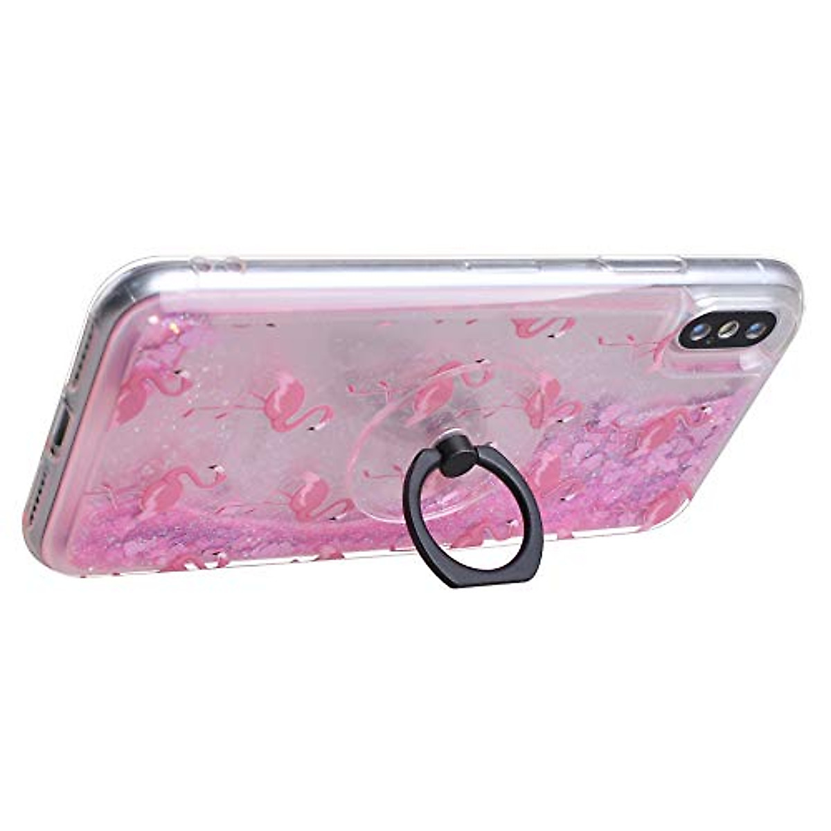 ARASO Transparent Cellphone Ring Stand Holder - 360 Degree Rotation Cell Phone Ring Holder Finger Grip for iPhone Xs, Ga;axy S9 Plus Note 9 (Round Black 4Pcs)