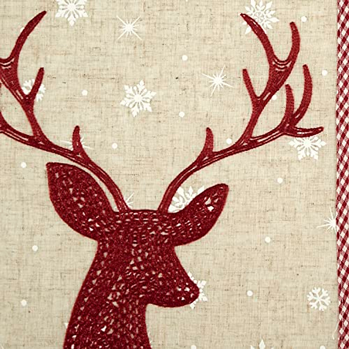 DII Holiday Dining Table Decoration Embroidered Christmas Table Runner, 14x70, Red Reindeer & Snowflakes