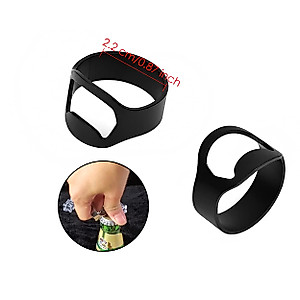 DS. DISTINCTIVE STYLE Bottle Opener Ring and Ace Poker Shaped Cap Opener Lightweight Stainless Steel Credit Card Size Beer Soda Bottle Opener - Black - Bar World Cup Party Supplies