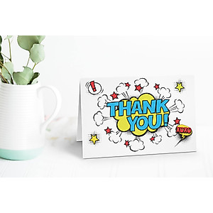 Stonehouse Collection Thank You Note Card | 10 Boxed Fun Thank You Cards & Envelopes | USA Made | Perfect for Kids, Birthday, Baby Shower, Weddings, Gifts (Pow)