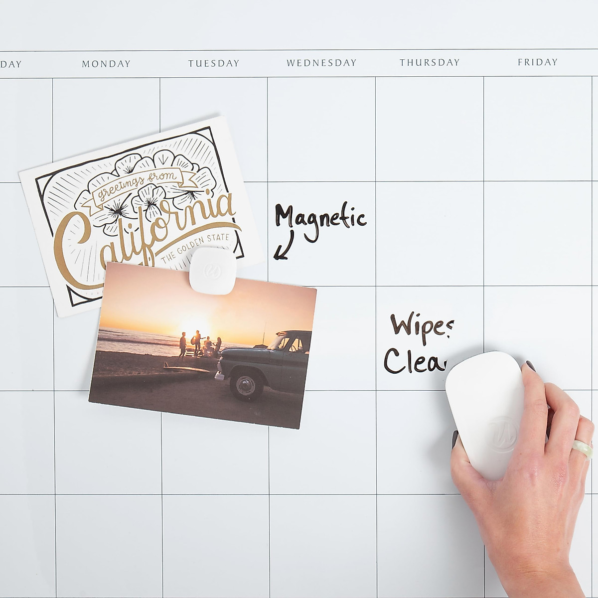 U Brands Magnetic Monthly Calendar Dry Erase Board, 16 x 20 Inches, Silver Aluminum Frame, Magnet and Marker Included (361U00-01),Silver Frame