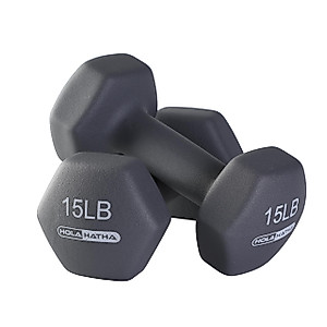 HolaHatha Neoprene Dumbbell Weights Set & Rack for Home Workout, 60 Lbs, Multicolor
