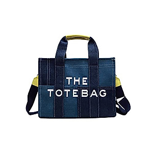 The Tote Bags for Women, Personalized Denim Top Handle Tote Purse with Zipper Trendy Shoulder Crossbody Bag Handbag