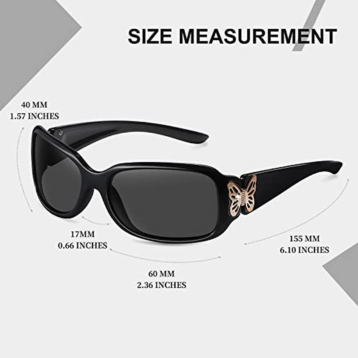 HAOLOTA Women's Polarized Sunglasses - Fashionable Wraparound Butterfly Design with UV400 Protection