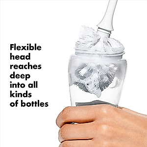 OXO Tot Bottle Brush with Nipple Cleaner, Gray, 1 Count (Pack of 1)