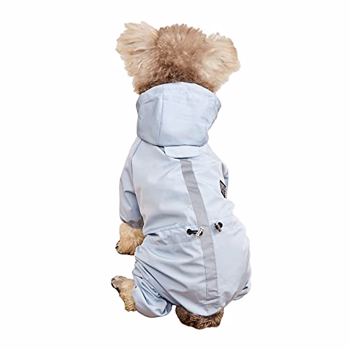 QWINEE Waterproof Dog Hooded Raincoat with Button Puppy Cat Rain Jacket Lightweight Pet Poncho with Leash Hole for Small Medium Large Dogs Cats Kitten Light Blue XXL