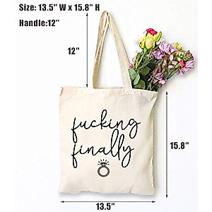 Fcking Finally - Shoulder Bag Shopping Bag Tote Bag Gift – Funny Engagement Gift for Bride - Bride to Be - Newly Engaged - Bridal Shower Gifts for Her - Bachelorette Party Gifts for Women