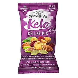 Nature’s Garden Keto Variety Snack Packs – Keto Snack Mix, Keto Deluxe Mix, Heart Healthy Nuts, Probiotic Cheese Balls, Mixed Nuts, Gluten-Free, Energy Boost, Healthy Snacks– 1 Oz Bags (18 Individual Servings)