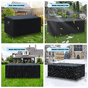 Nuo desire Outdoor Couch Cover Heavy Duty, Patio Furniture Cover with Air Vent, 420D Tear-Resistant Patio Table and Chair Set Cover with Upgraded Fastener Windproof Buckle Straps(86 * 55 * 29 in)