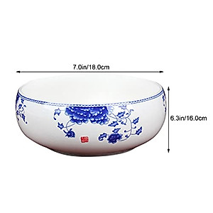 GANAZONO 1 Set Ceramics Water Lily Bowl with Stand Hydroponic Planter Pot Round Narcissus Flowerpot Bonsai Daffodil Pot Garden Decoration