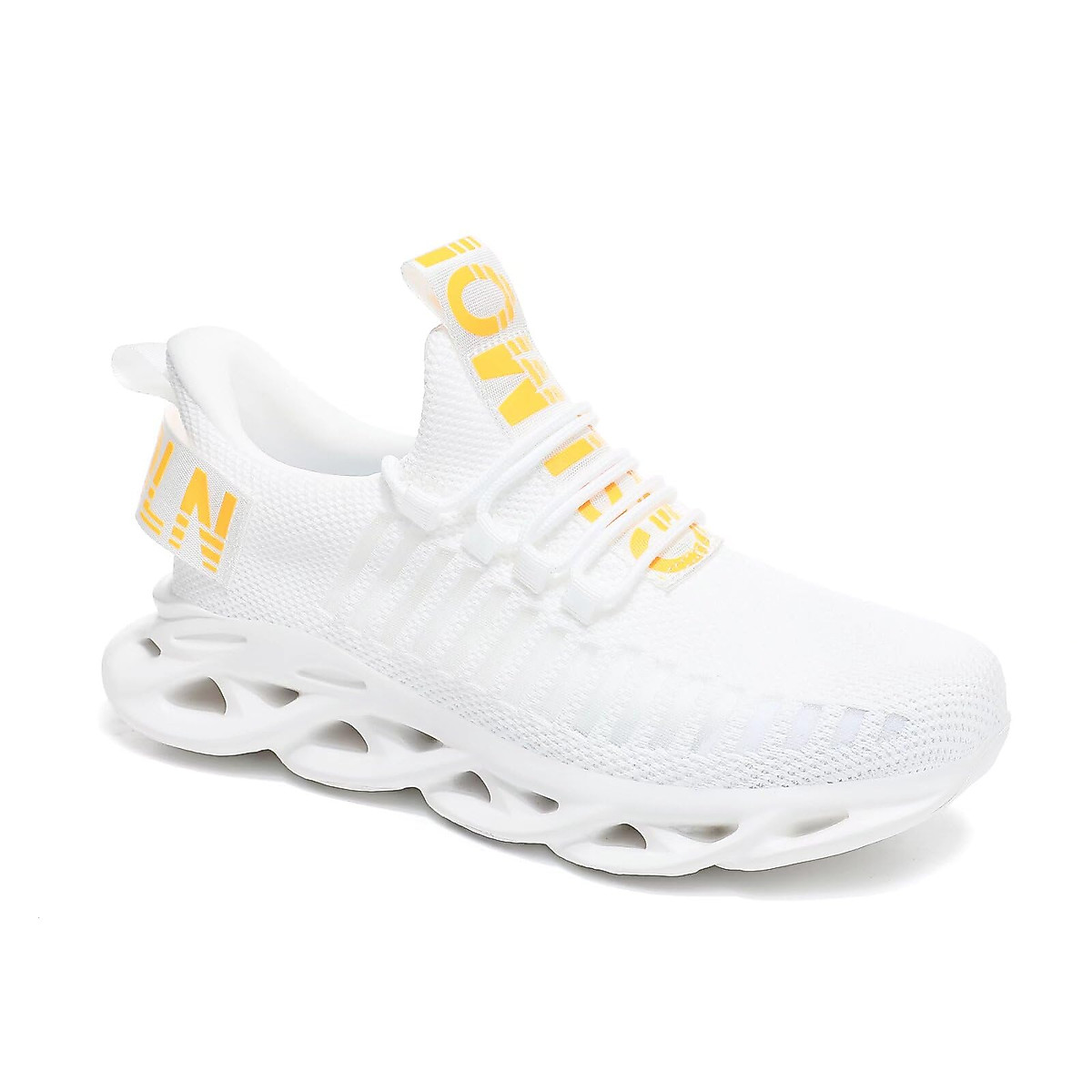 GSLMOLN Spring Summer Running Shoes Fashion Mesh Ultra Lightweight Sport Gym Sneaker Mens Slip-On Casual Shoes for Walking White Size 10.5