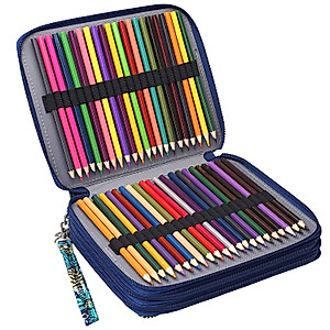 Shulaner 120 Slots Colored Pencil Case with Zipper Closure Large Capacity Oxford Pen Organizer