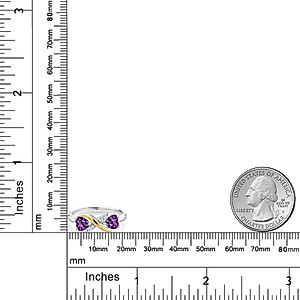 Gem Stone King 925 Sterling Silver and 10K Yellow Gold Heart Shape Purple Amethyst and White Lab Grown Diamond Women Ring (0.88 Cttw, Gemstone Birthstone, Available In Size 5, 6, 7, 8, 9)