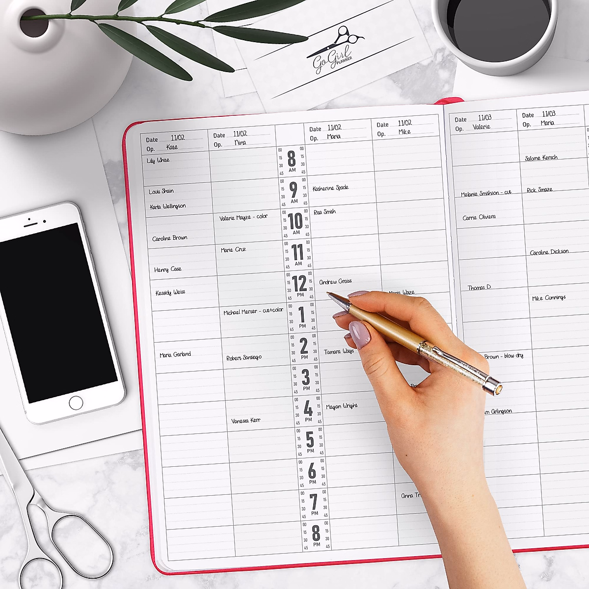 GoGirl Salon Appointment Book – Reservation Book for Beauty Salons, Spas, Hair Stylists, Estheticians – Appt Booking Planner, 7x10″ (Hot Pink)