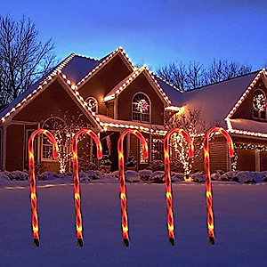 Yckeogln 5PCS Solar Crutch Outdoor LED Floor Lights, Waterproof Warm Christmas Decorative Street Lights, Ground Lawn Night Lights, Path Garden Lights Indoor and Outdoor Holiday Decorations (Crutch)