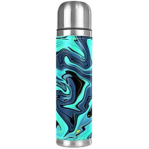 Stainless Steel Leather Vacuum Insulated Mug Abstract Texture Thermos Water Bottle for Hot and Cold Drinks Kids Adults 16 Oz