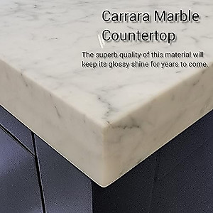 Bell+Modern Tuckerton 80 in W x 22 in D Blue Double Bath Vanity, Carrara Marble Top and Mirror