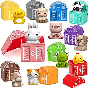Learning Toys for 1,2,3 Year Old Toddlers, 20Pcs Farm Animals Toys Montessori Counting, Matching & Sorting Fine Motor Games, Christmas Birthday Easter Gift for Baby Boys Girls Age 12-18 Months