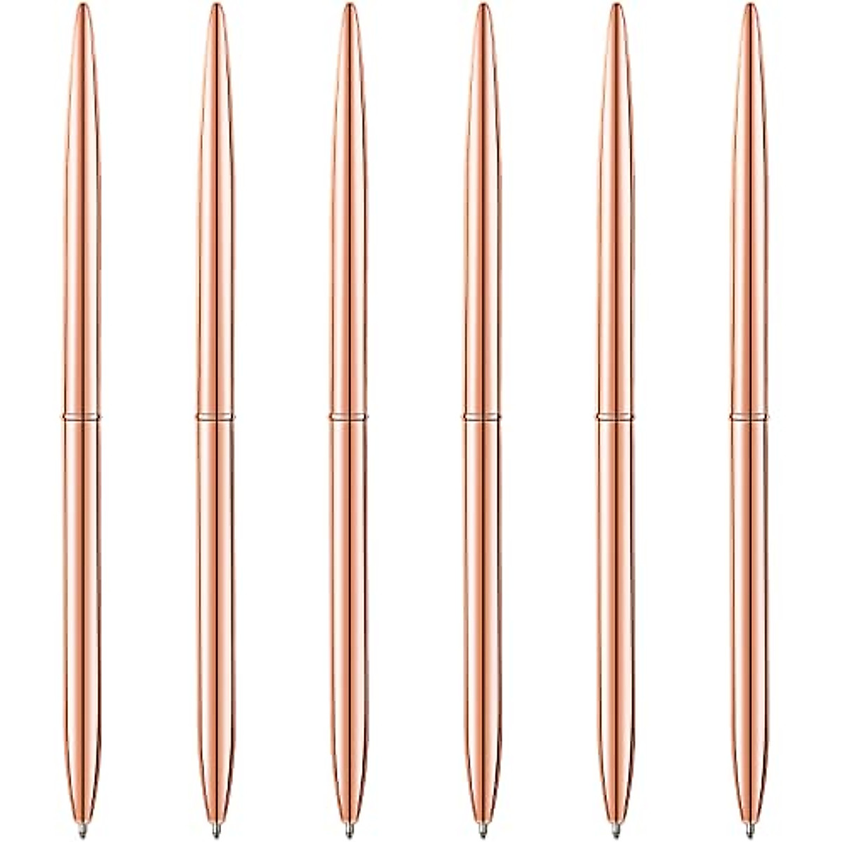 Unibene 6 Pack Ballpoint Pens-Rose Gold, Slim Mentallic Retractable Lightweight Pens Set Nice Gift for Business Office Students Teachers Christmas, Medium Point(1mm)-Black ink