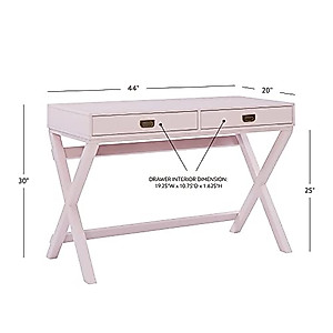 Linon Light Pink Rose Gold Hardware Jaycee X Base Writing Desk