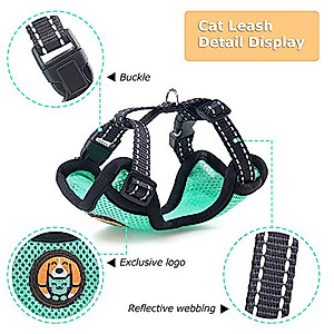AWOOF Reflective Kitten Harness and Leash Escape Proof with Car Seat Belt, Adjustable Cat Puppy Walking Jacket with Metal Leash Ring, Soft Breathable Small Pet Vest (S)